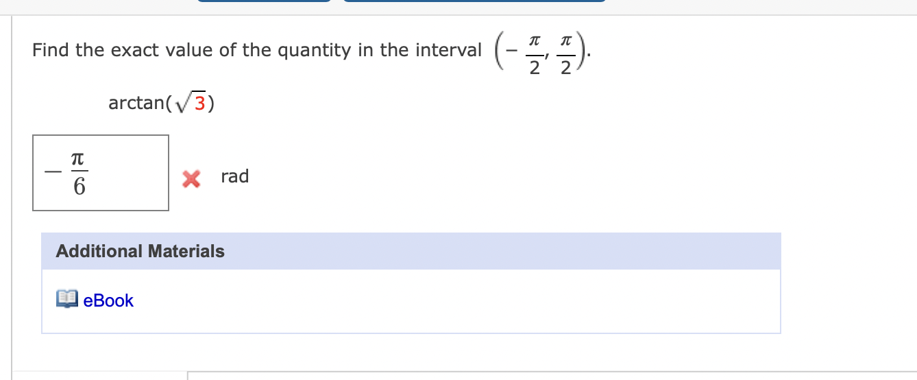 Solved Find the exact value of the quantity in the interval | Chegg.com