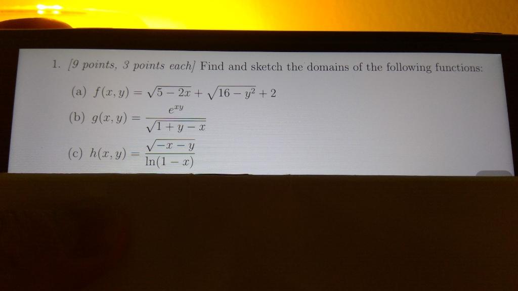 Solved 1. [9 points, 3 points each] Find and sketch the | Chegg.com