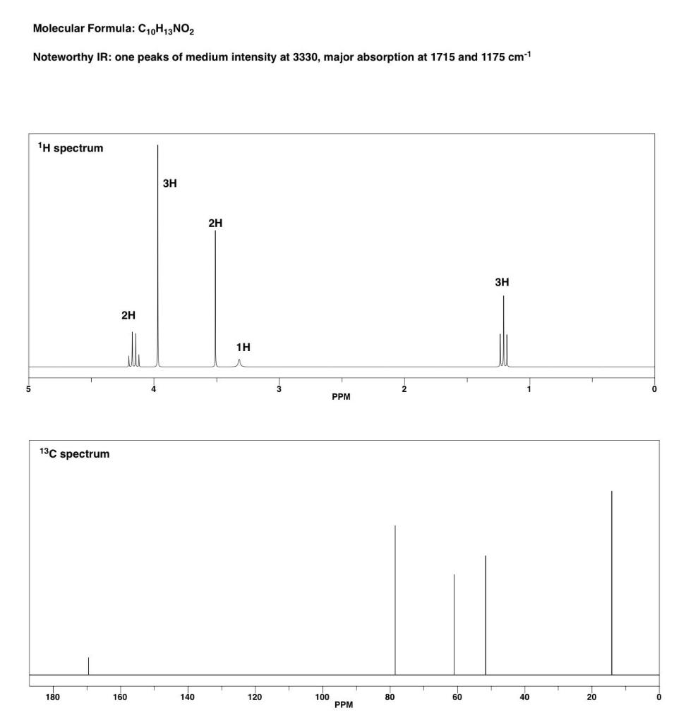 Solved Molecular Formula: C10H13 NO2 Noteworthy IR: one | Chegg.com