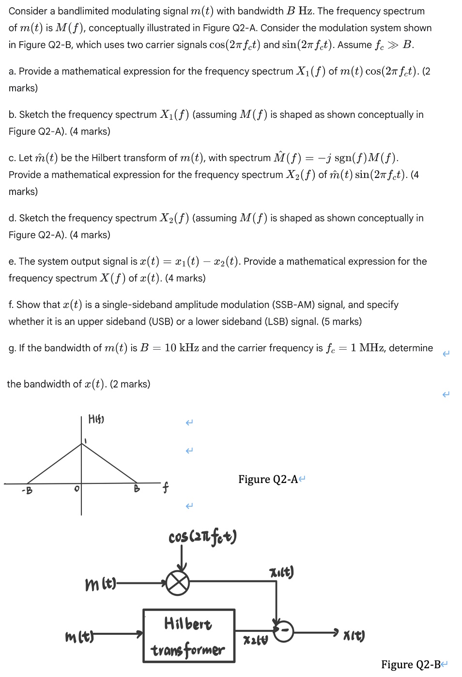 Solved Consider a bandlimited modulating signal m(t) ﻿with | Chegg.com