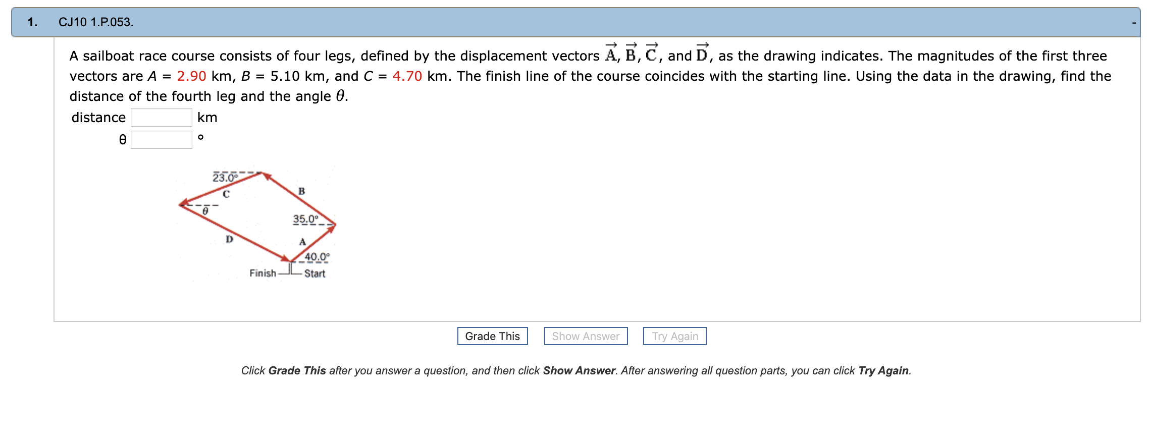 Solved A sailboat race course consists of four legs, defined | Chegg.com