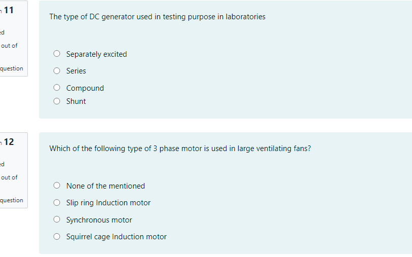 Solved 11 The type of DC generator used in testing purpose | Chegg.com