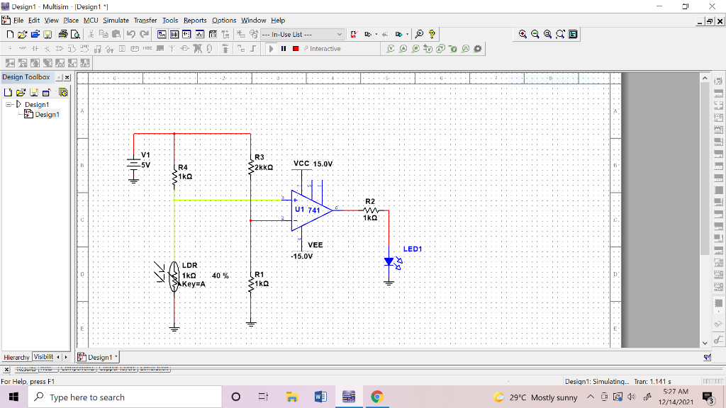 Solved 9 X s Design 1 - Multisim - [Design1"] File Edit View | Chegg.com