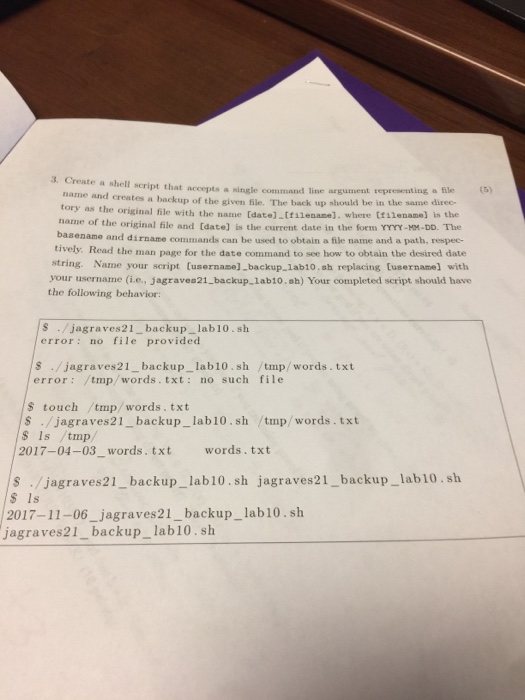 Solved 3. Create a shell script that accepts a single | Chegg.com