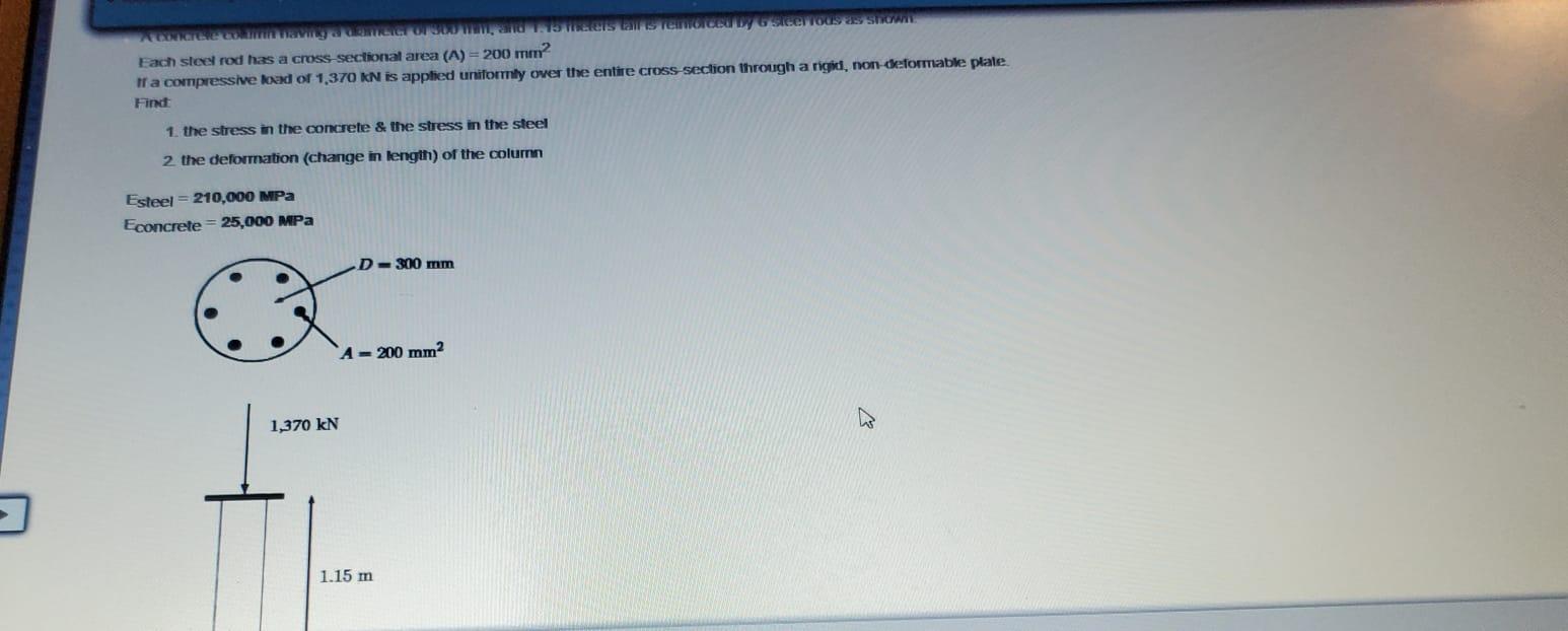 Solved ALE WALIGUS, O Teistas acerous A Show Each steel rod | Chegg.com