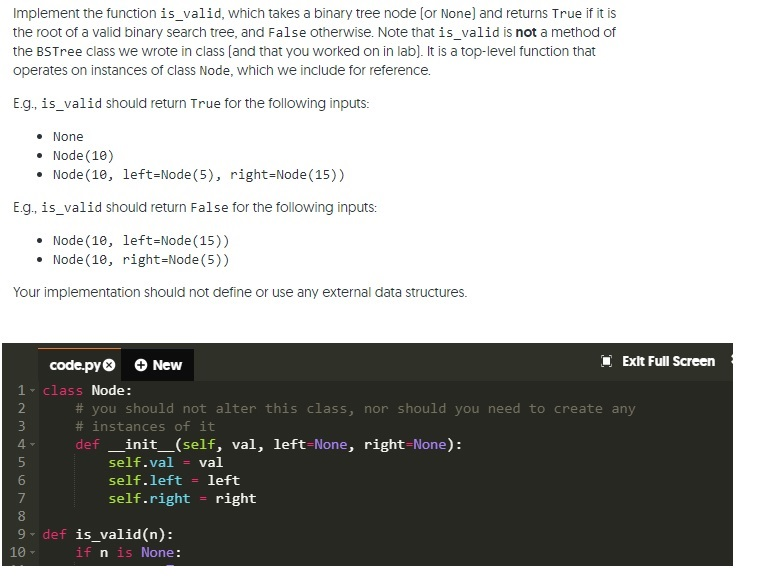 Solved Implement the function is_valid, which takes a binary | Chegg.com