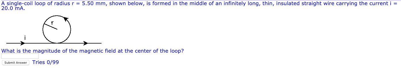 Solved A single-coil loop of radius r = 5.50 mm, shown | Chegg.com