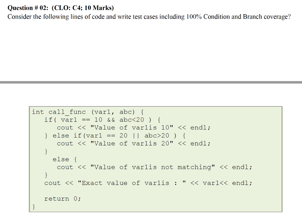 Solved Question # 02: (CLO: C4; 10 Marks) Consider the | Chegg.com