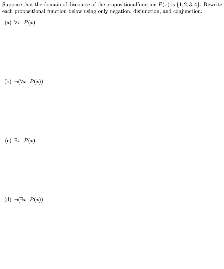 Solved Suppose that the domain of discourse of the | Chegg.com
