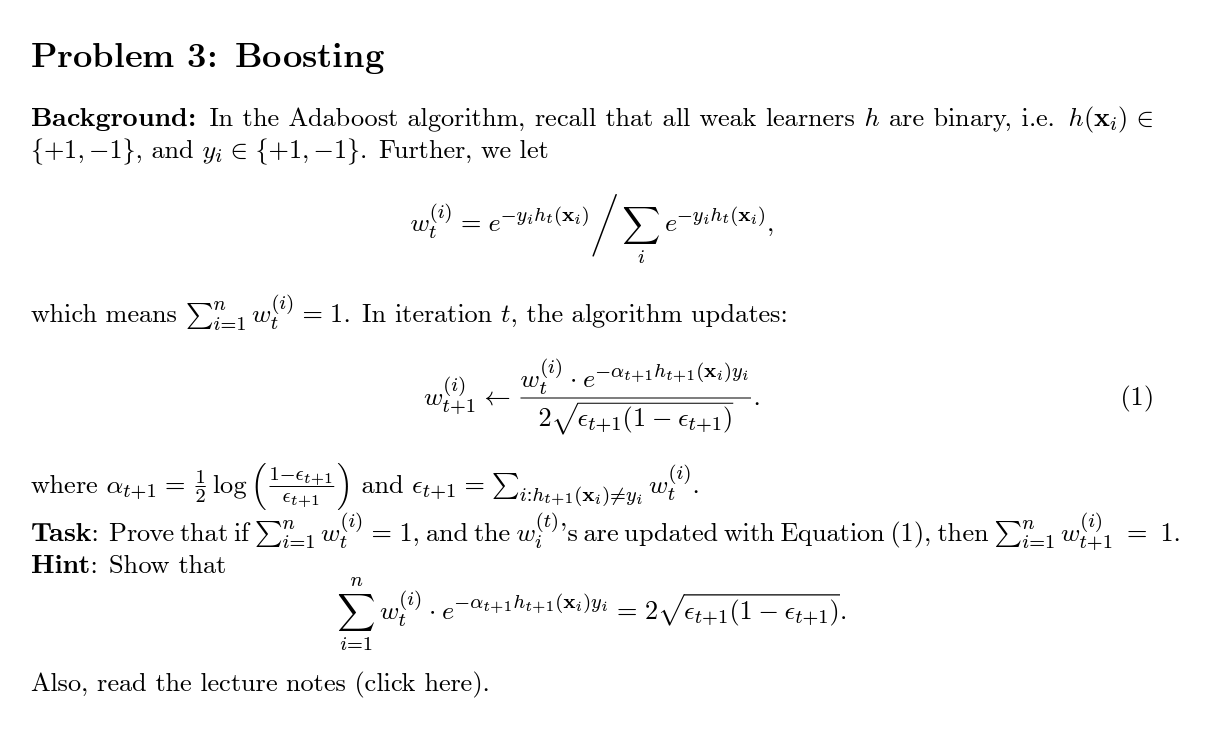 Solved Background: In the Adaboost algorithm, recall that | Chegg.com