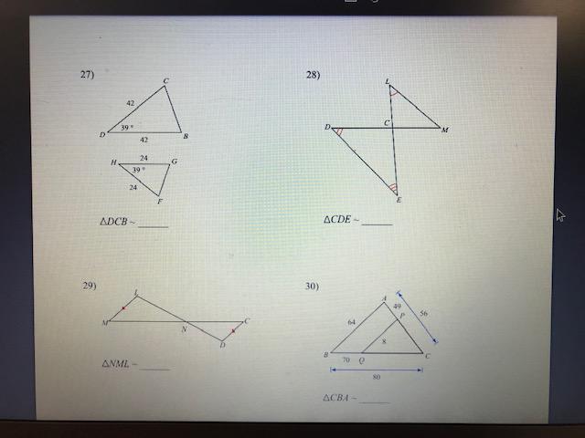 Solved State if the triangles in each pair are similar. If | Chegg.com