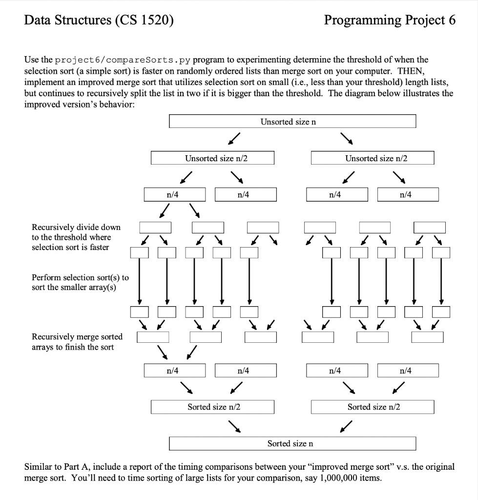 Solved Part B: Improved Merge sort The advanced sorts like | Chegg.com