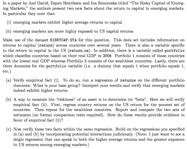 In a paper by Joel David, Espen Henriksen and Ina | Chegg.com