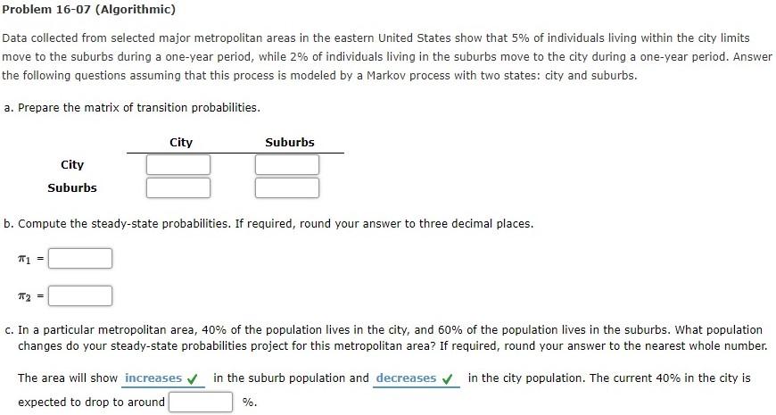 Solved Problem 16-07 (Algorithmic) Data collected from | Chegg.com