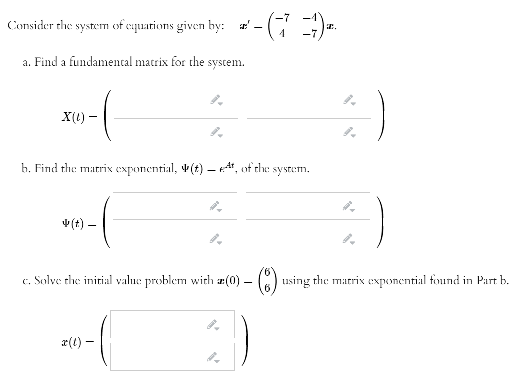 Consider the system of equations given by: x' = = 6 | Chegg.com