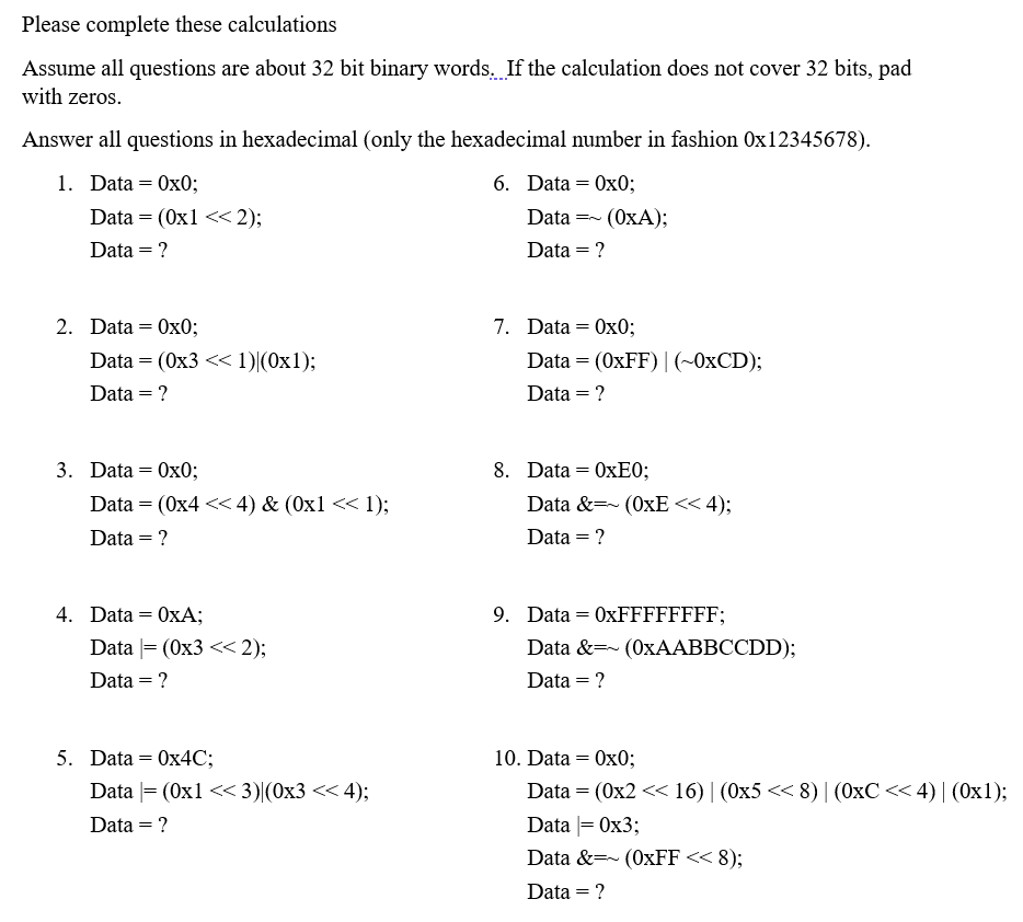 Solved Please complete calculations #1-10 ﻿as listed in the | Chegg.com