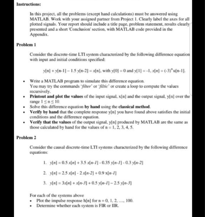 Solved Instructions: In this project, all the problems | Chegg.com