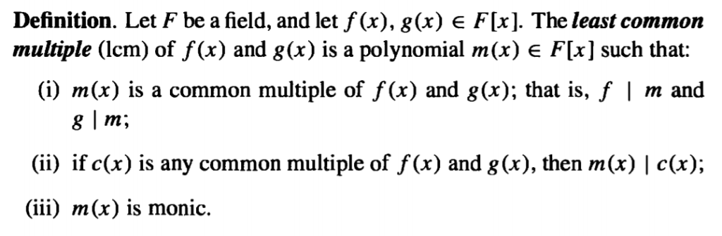 Solved I want to ask, why does m(x) has to be monic in this | Chegg.com