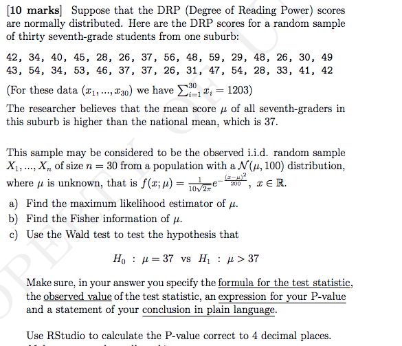 Solved [10 marks] Suppose that the DRP (Degree of Reading | Chegg.com