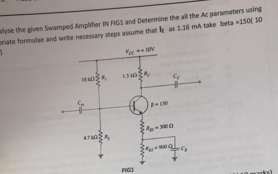 Solved alyse the given Swamped Amplifier IN FIG1 and | Chegg.com