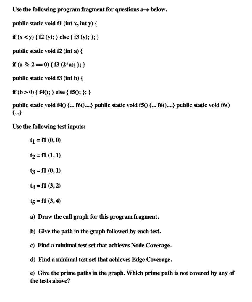 Solved Use the following program fragment for questions a-e | Chegg.com