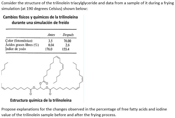 Solved Consider the structure of the trilinolein | Chegg.com