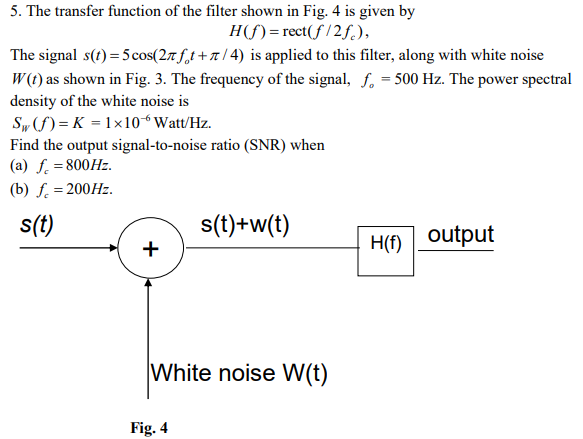 Solved 5. The transfer function of the filter shown in Fig. | Chegg.com