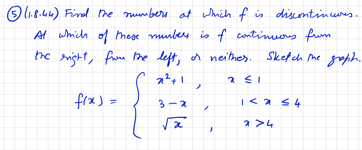 Solved (5) (1.8.44) Find the numbers at which f is | Chegg.com