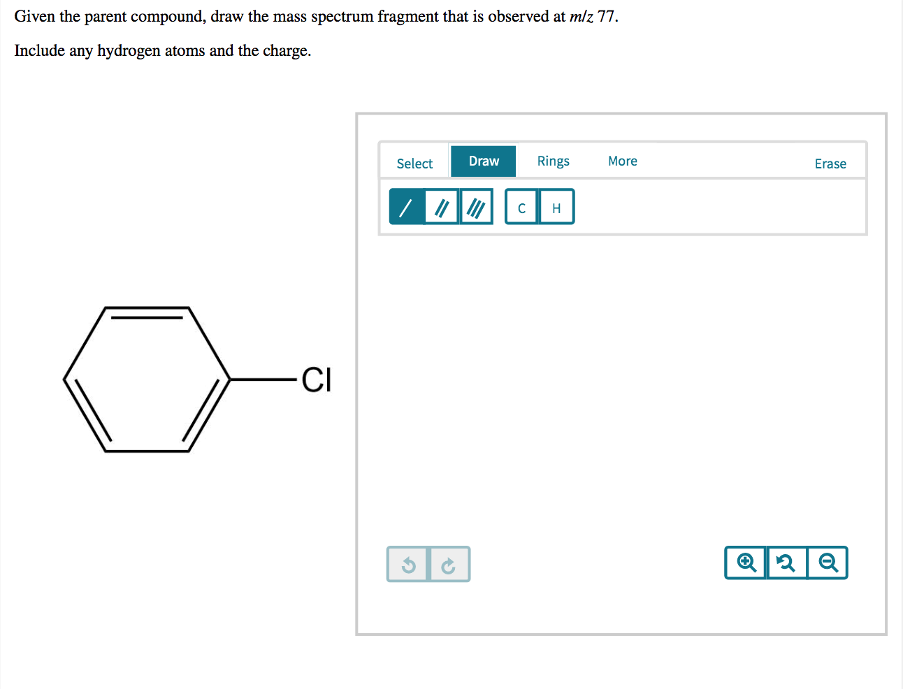 Solved Given the parent compound, draw the mass spectrum | Chegg.com