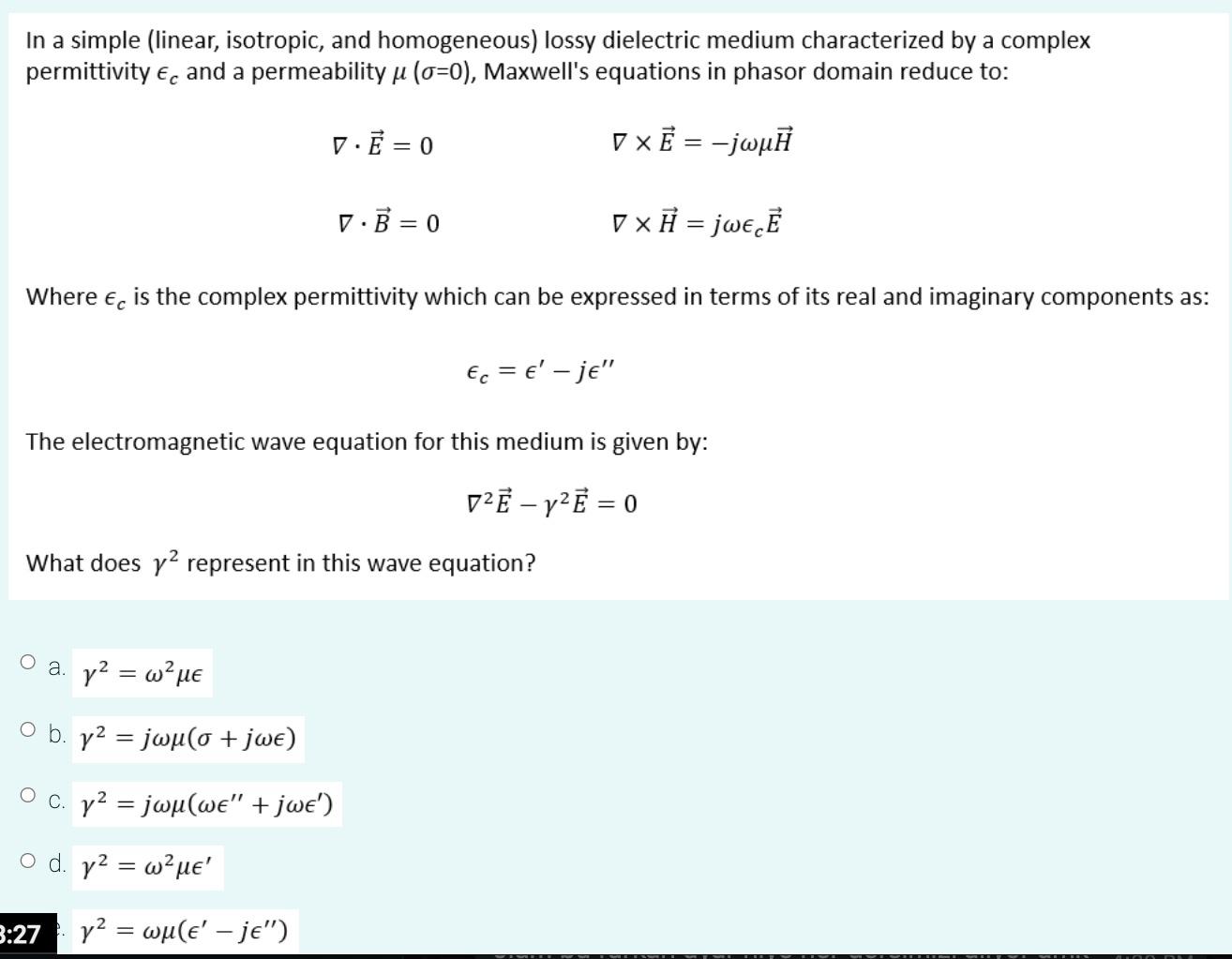 Solved In a simple (linear, isotropic, and homogeneous) | Chegg.com