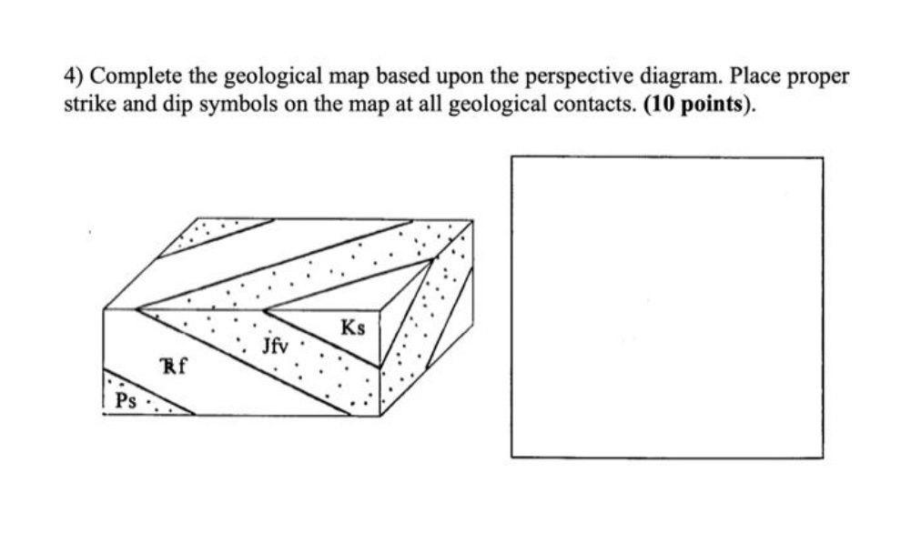 Solved 4) Complete the geological map based upon the | Chegg.com