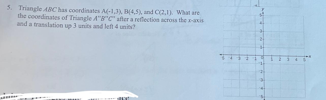 Solved 5 Triangle Abc Has Coordinates A −1 3 B 4 5 And
