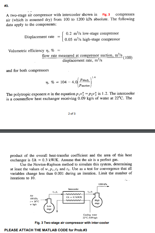 Solved #3. A two-stage air compressor with intercooler shown | Chegg.com