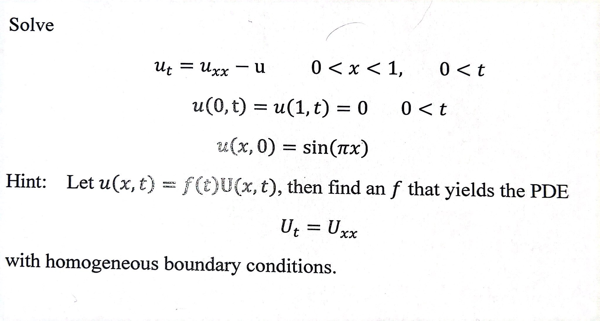 Solved Solve using fourier transformut=uxx-u 0 | Chegg.com