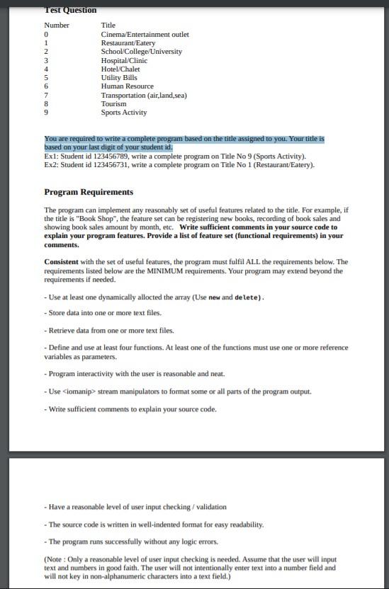 Solved Test Question Number 0 1 2 3 4 5 6 7 8 9 Title | Chegg.com