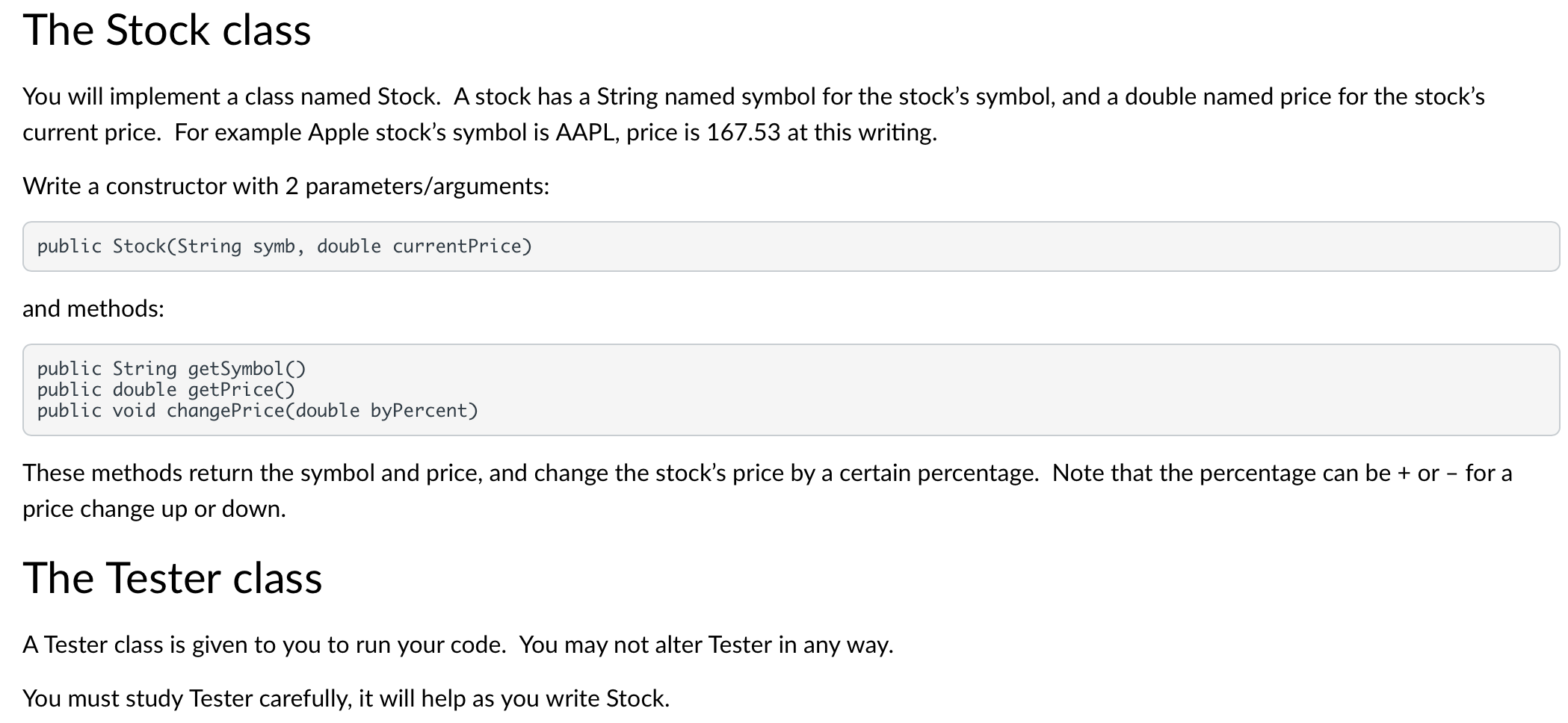 Solved You will implement a class named Stock. A stock has a | Chegg.com