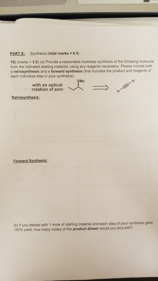 Solved PARTE: Synthesis (total marks = 6.5) 15) (marks +3.5) | Chegg.com