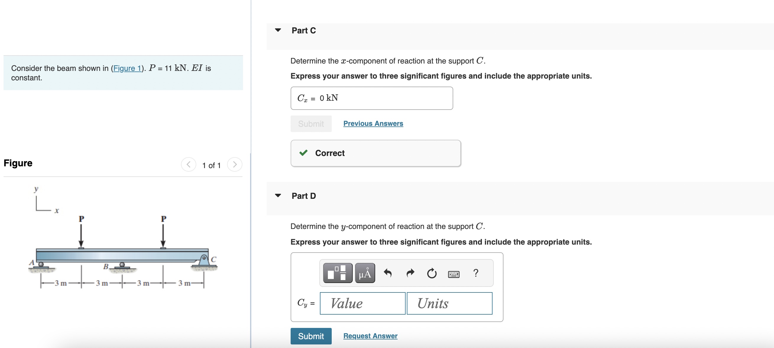 Solved Determine the y-component of reaction at the support | Chegg.com