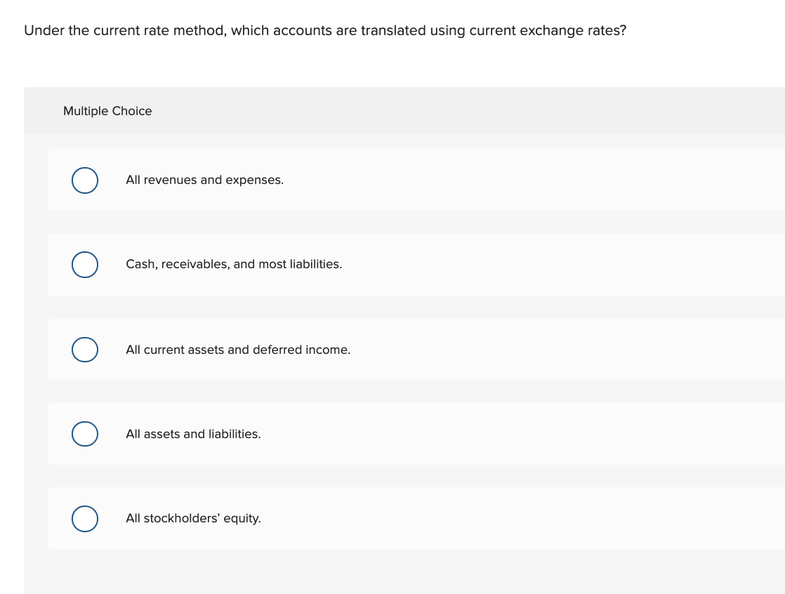 Solved Under the current rate method, which accounts are | Chegg.com