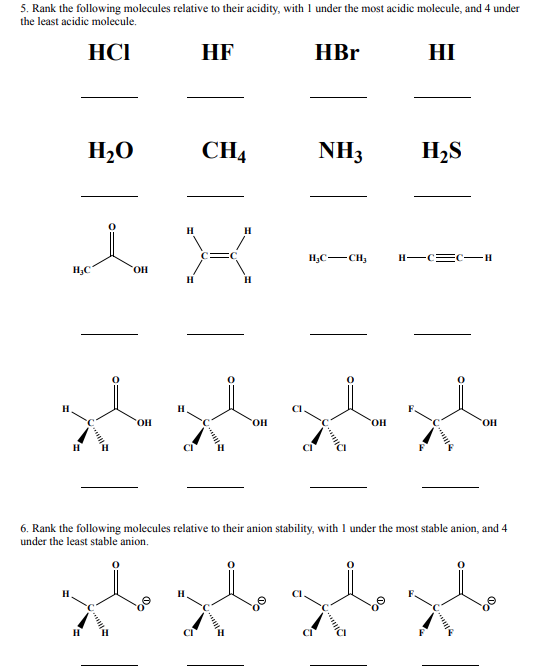 Solved Rank the following molecules relative to their | Chegg.com