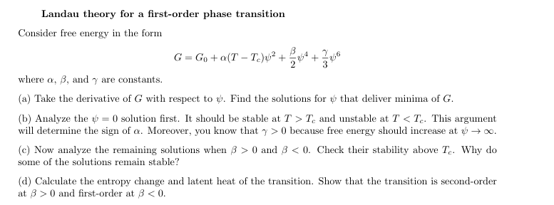 Solved Landau theory for a first-order phase transition | Chegg.com
