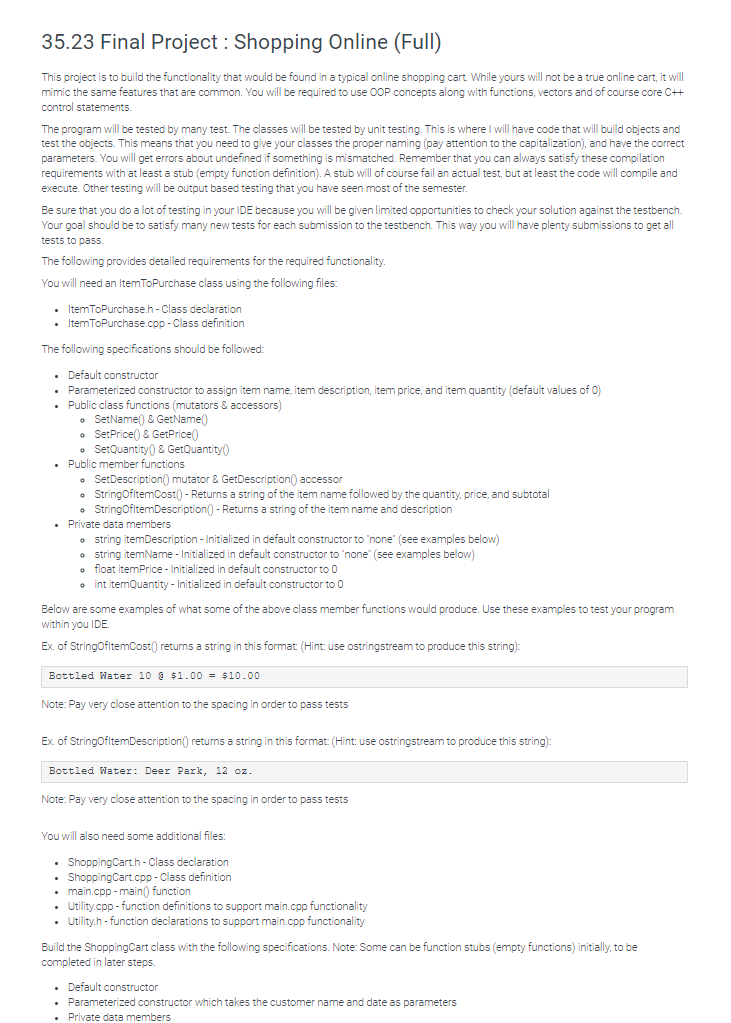 Solved 35.23 Final Project : Shopping Online (Full) This | Chegg.com