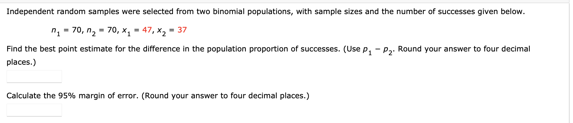 Solved Independent Random Samples Were Selected From Two