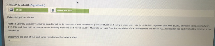 Solved 2. EX.09-03 ALGO (Algorithmic) Determining Cost of | Chegg.com