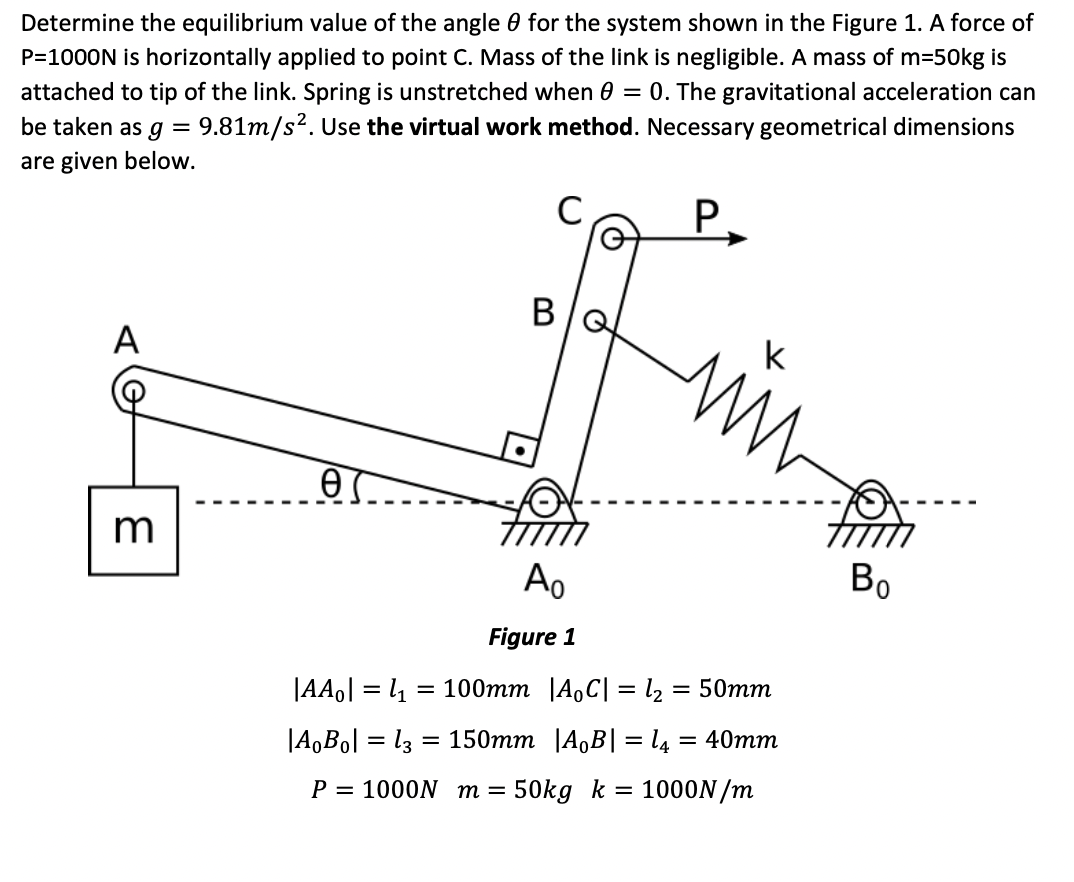 Solved Determine the equilibrium value of the angle for the | Chegg.com