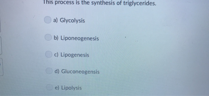 Solved Ihis process is the synthesis of triglycerides. a) | Chegg.com