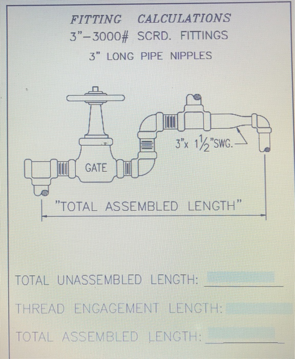 FITTING CALCULATIONS 3,'-3000# SCRD. FITTINGS 3” LONG | Chegg.com