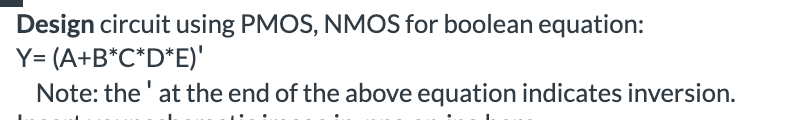 Solved Design Circuit Using Pmos Nmos For Boolean
