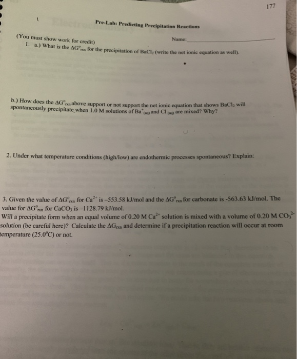 Solved Pre-Lab: Predicting Precipitation Reactions (You must | Chegg.com