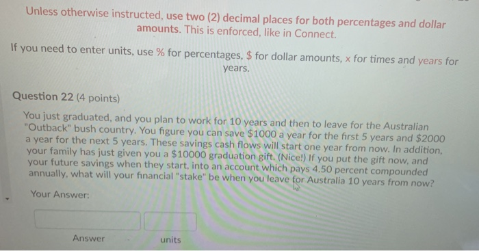 Solved Unless otherwise instructed, use two (2) decimal | Chegg.com